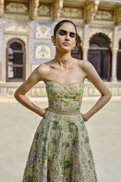 Avasa Hand-painted Pichhwai Silk Dress - Gold – Pia Ka Ghar